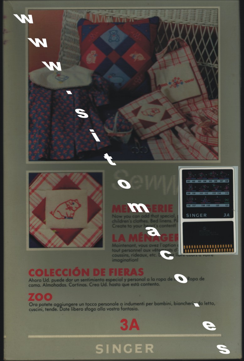 TARJETA BORDADO Nº 3A SINGER 6269 / 9900, Sitomaco